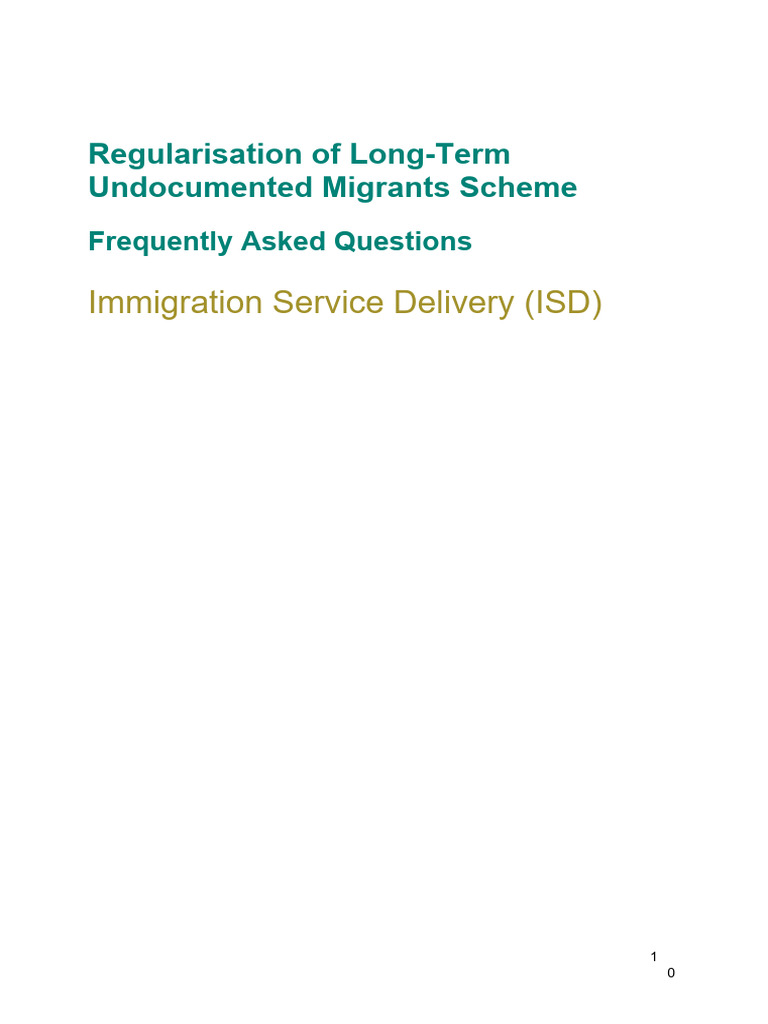 FAQs For Regularisation of Long Term Undocumented Migrants Scheme 180122 | PDF | Criminal Record ...