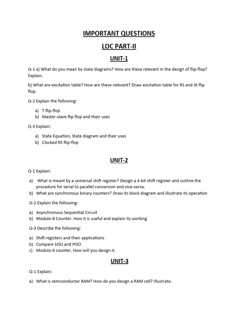 IMPORTANT QUESTIONS LOC Part-II | PDF | Computers