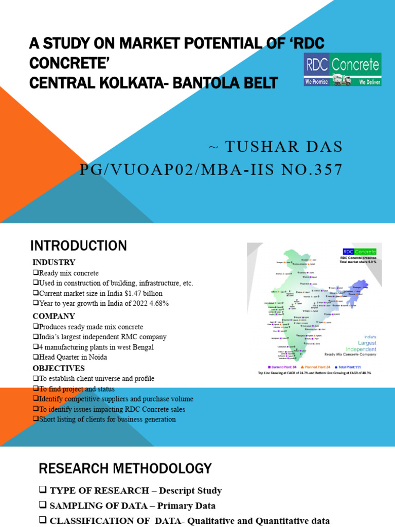 A STUDY ON MARKET POTENTIAL OF RDC Tushar Final | PDF | Sampling ...
