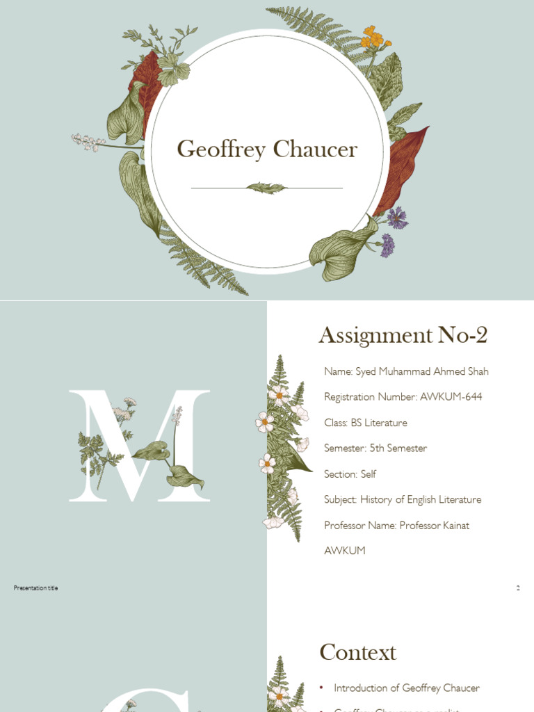 Assignment of Mam Kainat | PDF | The Canterbury Tales | Humanism