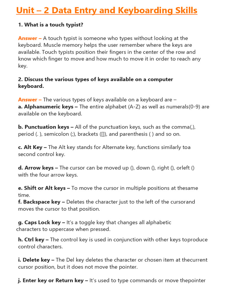 3) Data Entry and Keyboarding Skill | PDF | Computer Keyboard | Tools