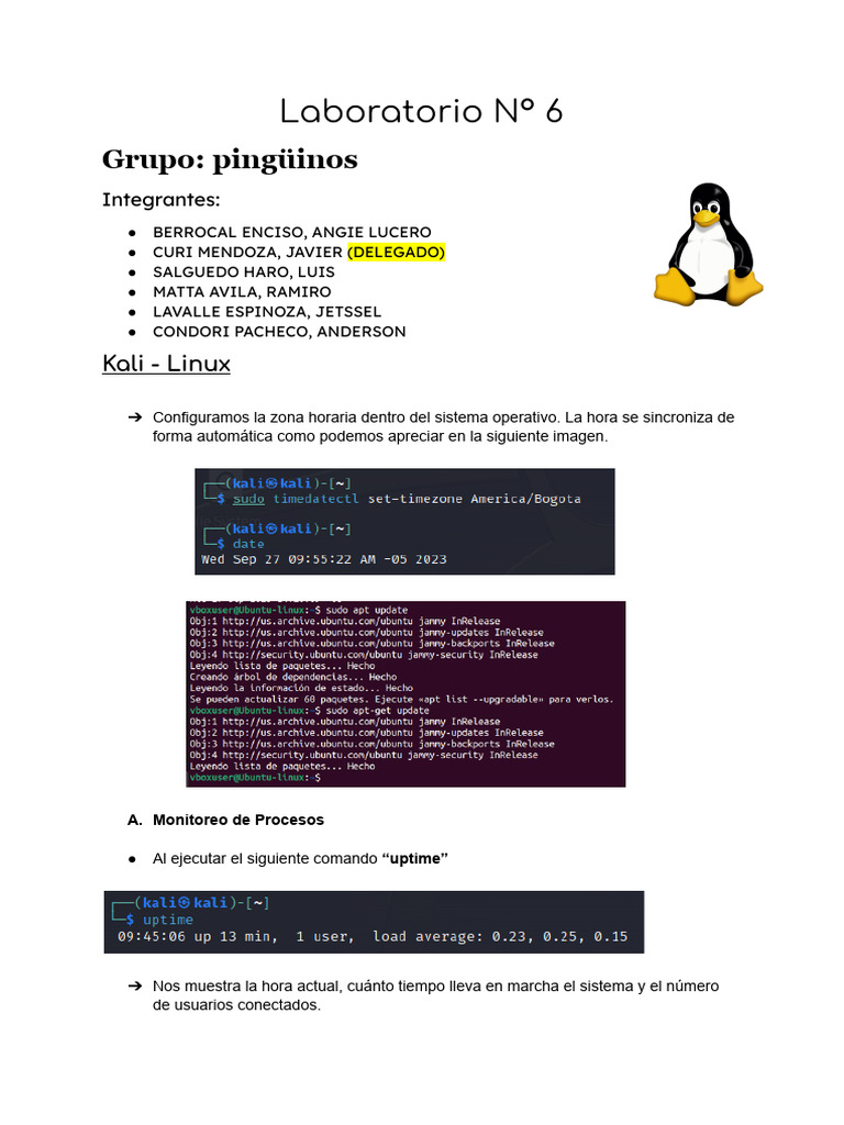 Laboratorio N°6 - Administración de Procesos y | PDF | Hardware de la ...