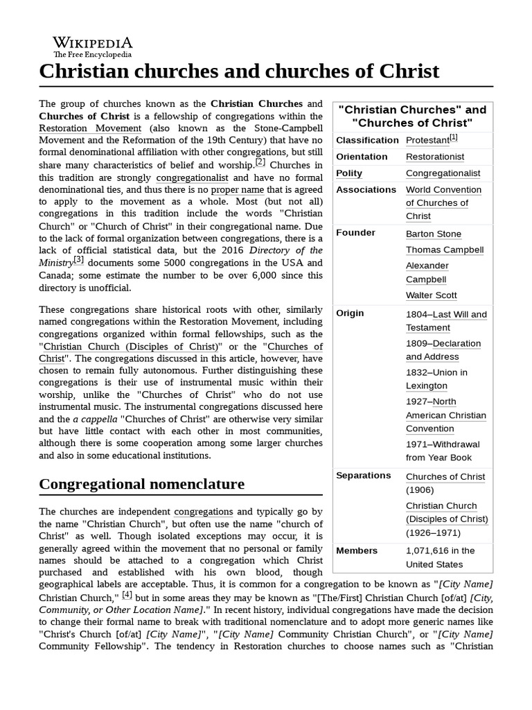 Christian Churches and Churches of Christ | PDF | Christian ...