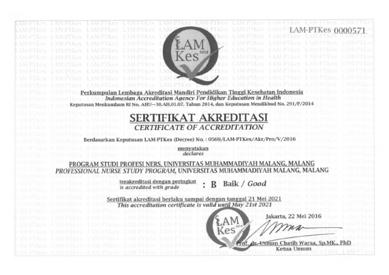 Akreditasi Program Studi Ners 2016 PDF | PDF