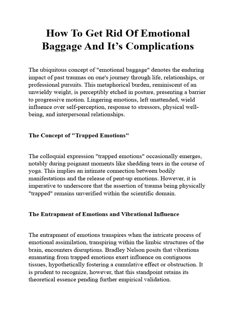 How To Get Rid of Emotional Baggage | Download Free PDF | Psychological ...