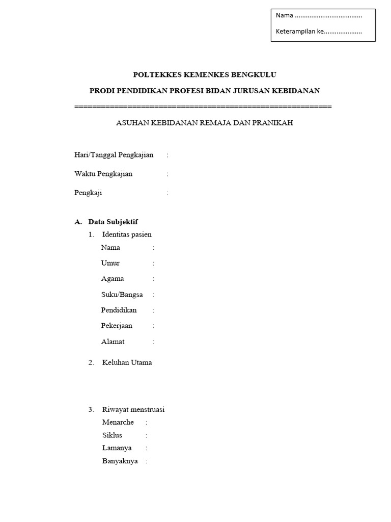 Revisi Format Askeb Remaja | PDF