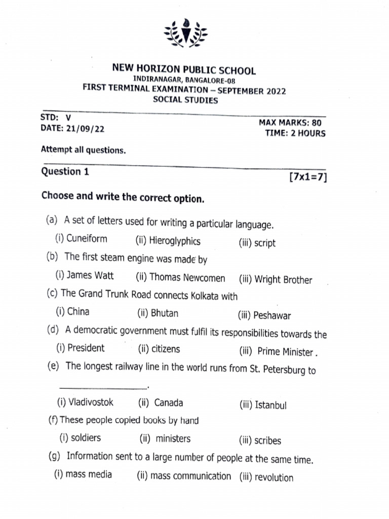 Class 5 First Term 2022 Papers Part 1 | PDF | Blood | Human Body