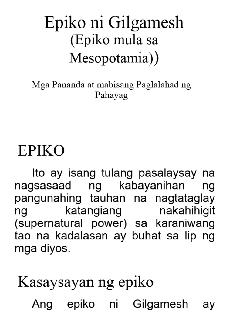 Aralin 1.7 Epiko Ni Gilgamesh | PDF