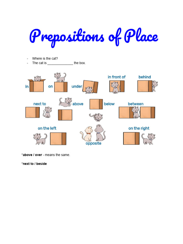 Prepositions of Place | PDF