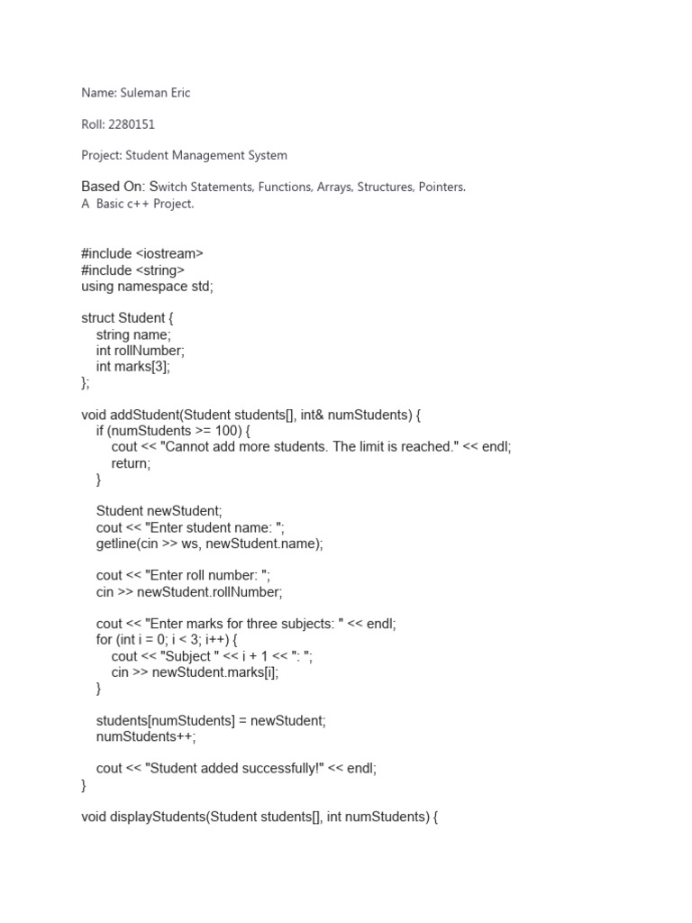 Suleman Eric Project | PDF | Pointer (Computer Programming) | Programming Paradigms