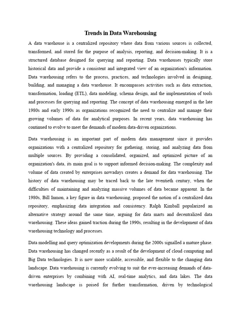 Trends in Data Warehousing | PDF | Data Warehouse | Computing