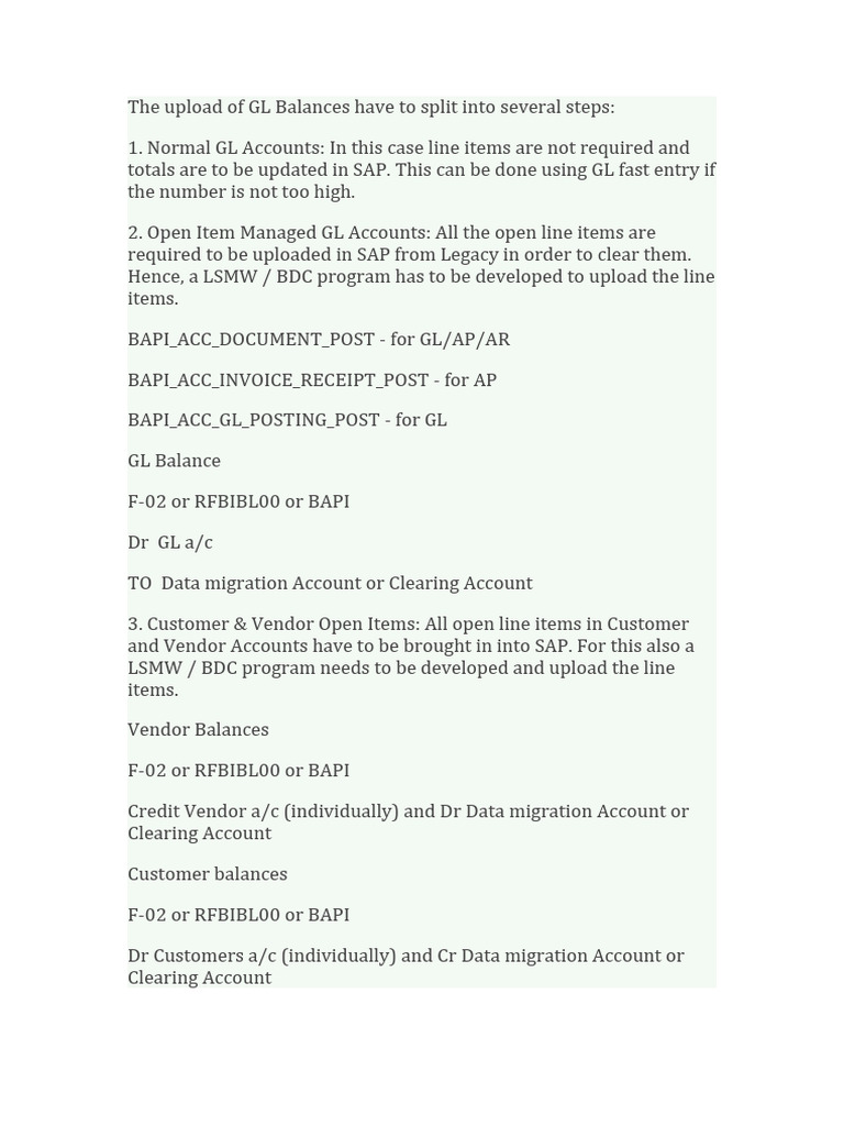 SAP GL Balances & Data Migration | PDF | Financial Economics | Business ...