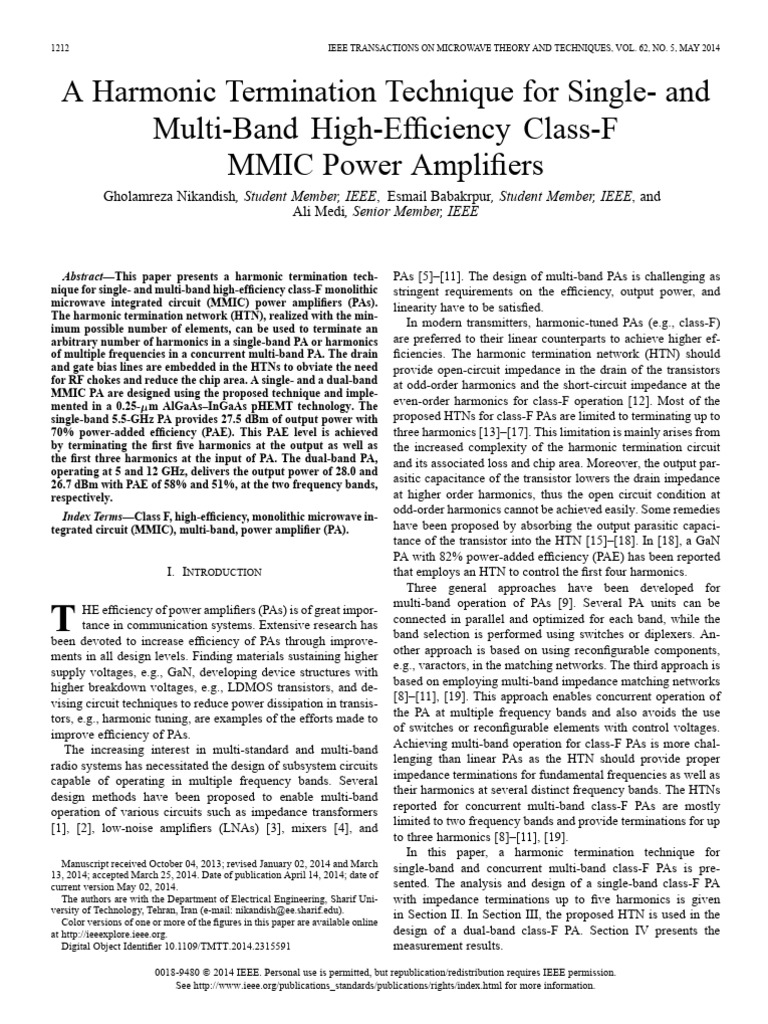 A Harmonic Termination Technique For Single - and Multi-Band High ...