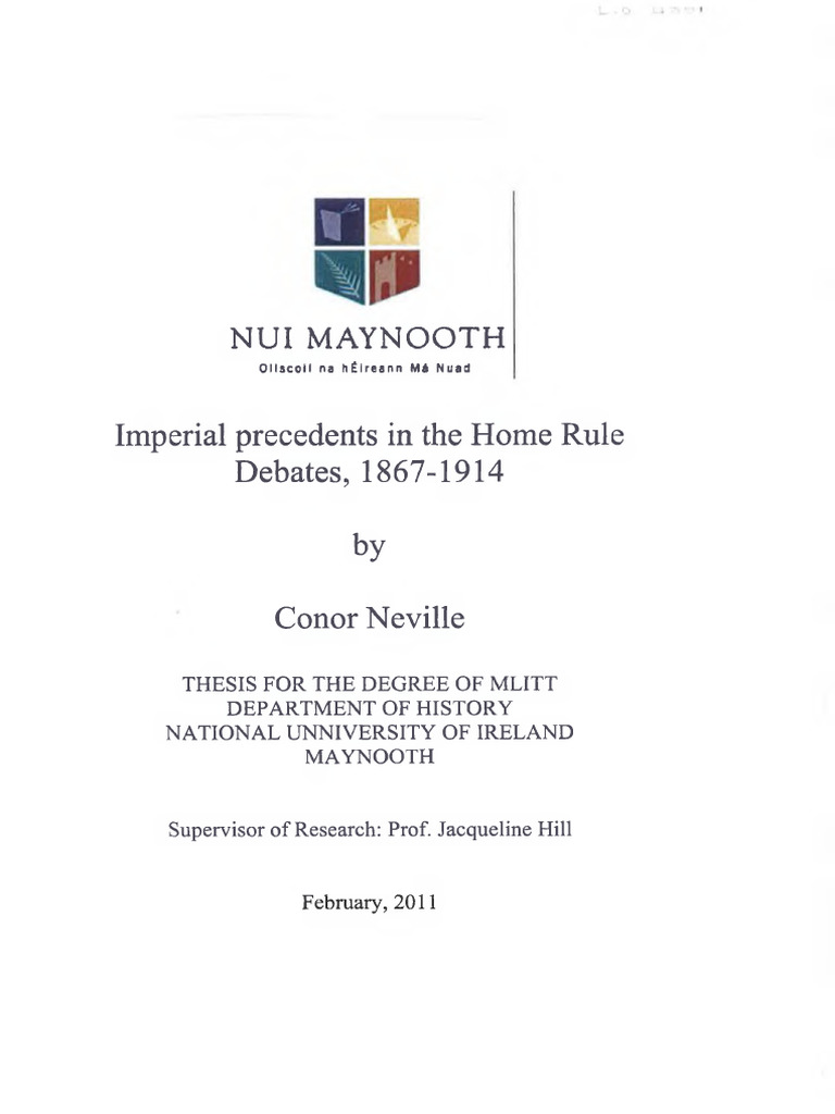 Nui Maynooth: Thesis For The Degree of Mlitt Department of History ...