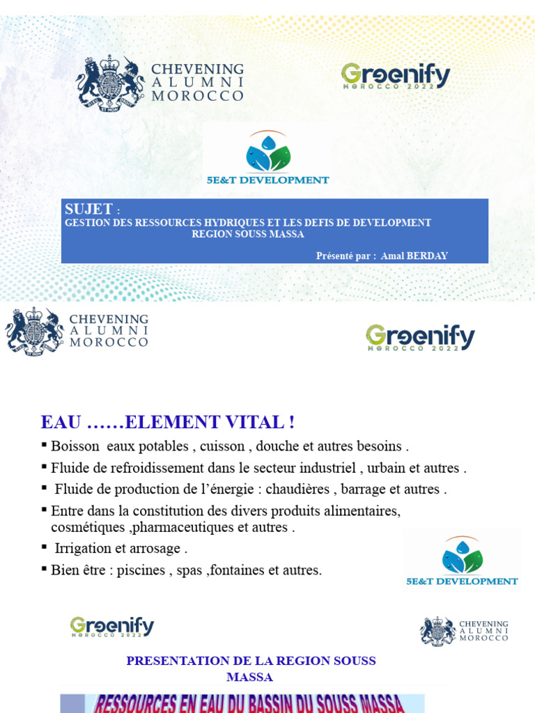 Présentation GREENIFY MOROCCO Gestion Des Ressources Hydriques | PDF | Eaux usées | Ressources ...