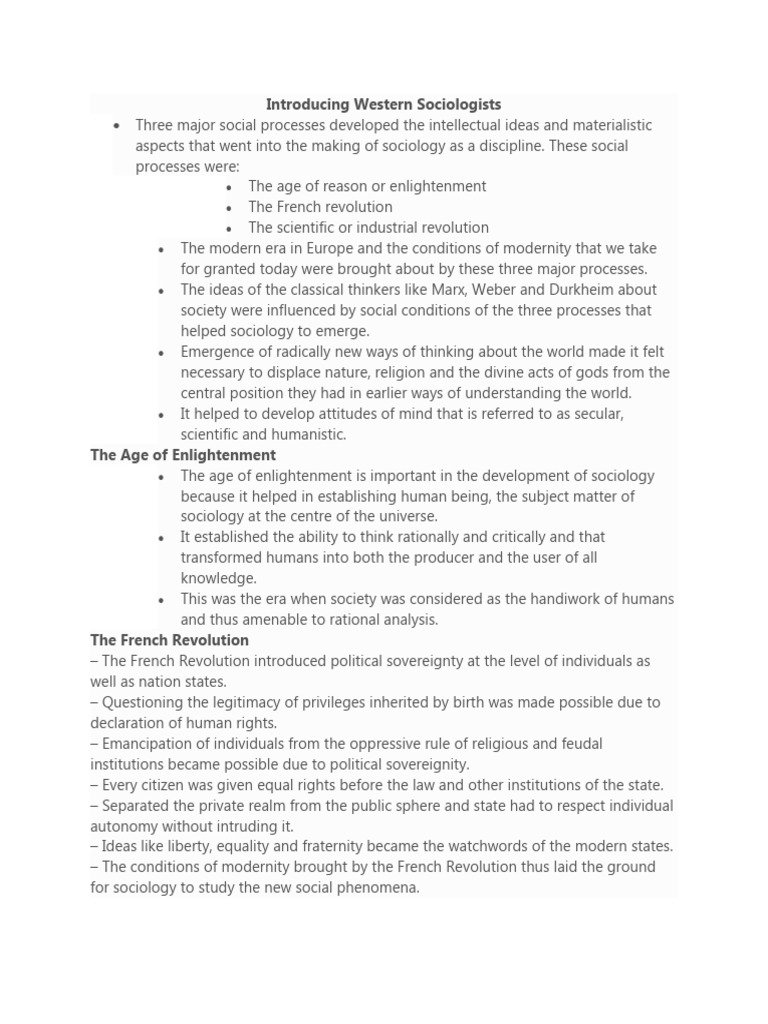 Introducing Western Sociologists | PDF | Sociology | Max Weber