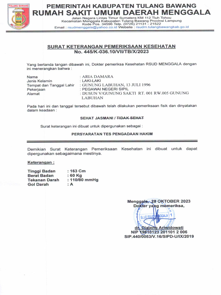 Jasmani Rohani Aria Damara | PDF