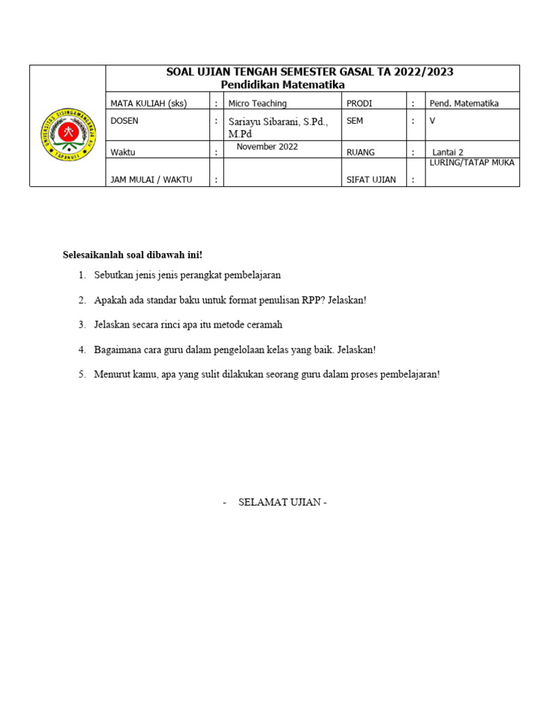 UTS Microteaching | PDF