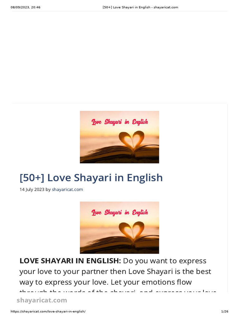 Love Shayari in English | PDF
