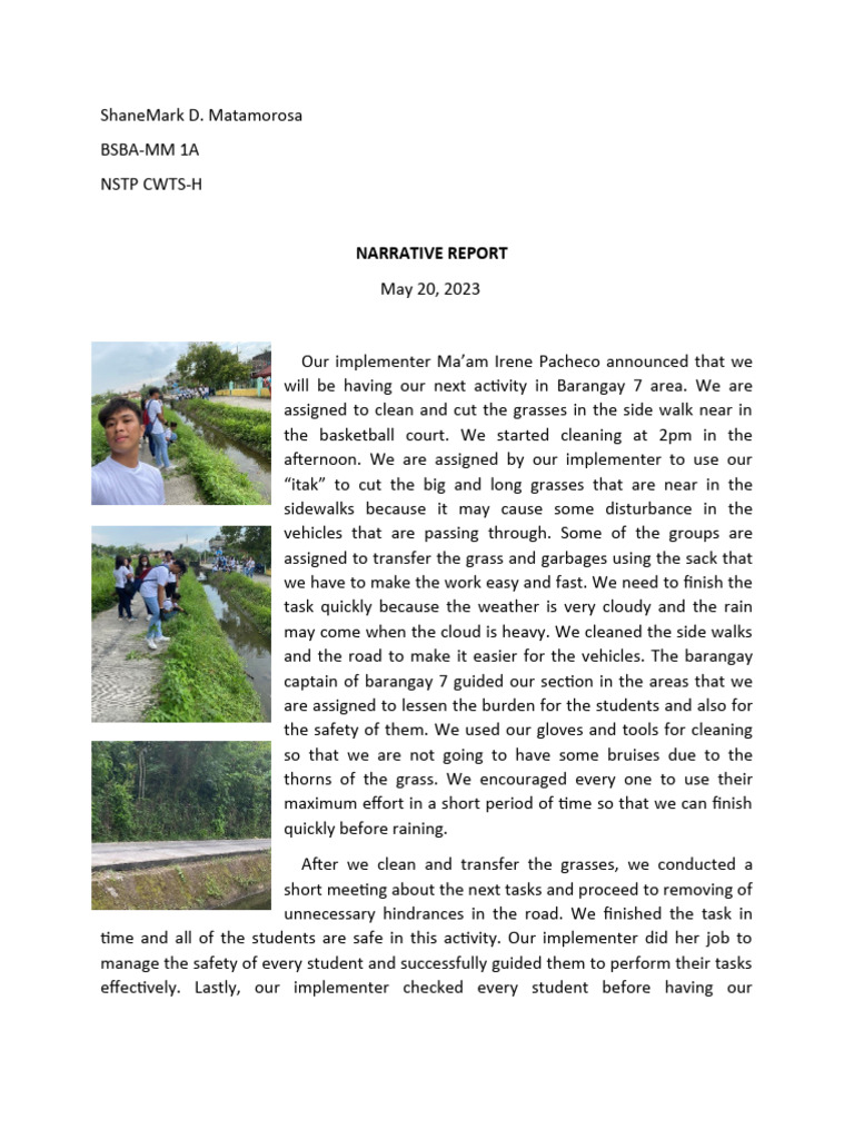 Narrative Report | PDF | Behavior Modification