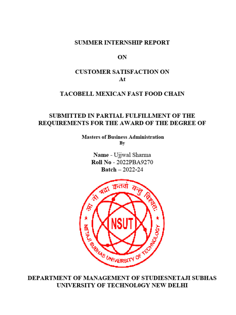 Customer Satisfaction at Taco Bell | PDF | Food Industry | Mc Donald's