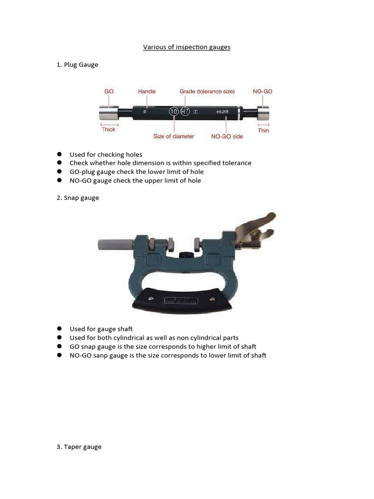 Types of Inspection Gauges Explained | PDF | Sheet Metal | Screw