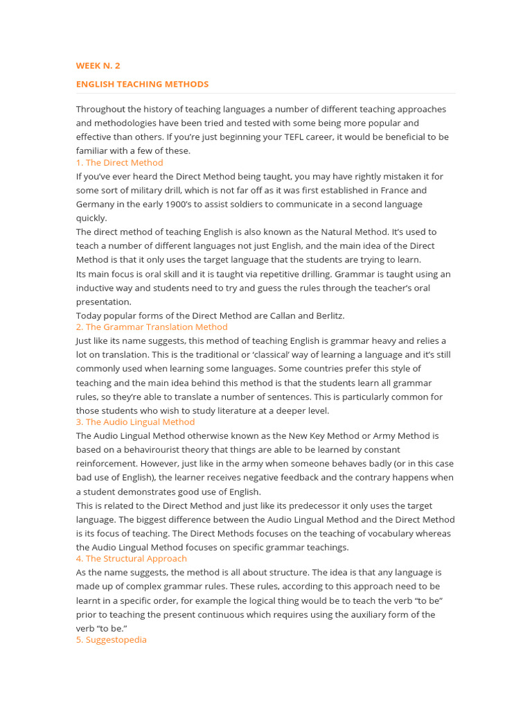 Methods Used in EFL Teaching | PDF | Applied Linguistics | Teaching
