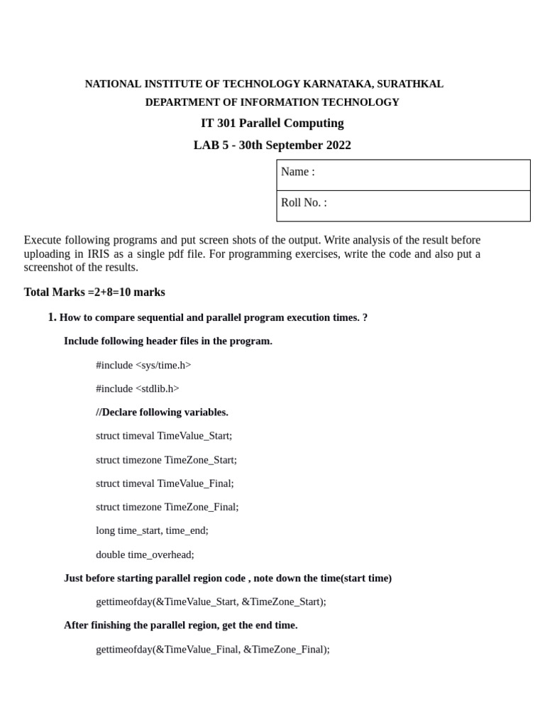 Parallel vs Sequential Computing Lab | PDF | Computer Engineering ...