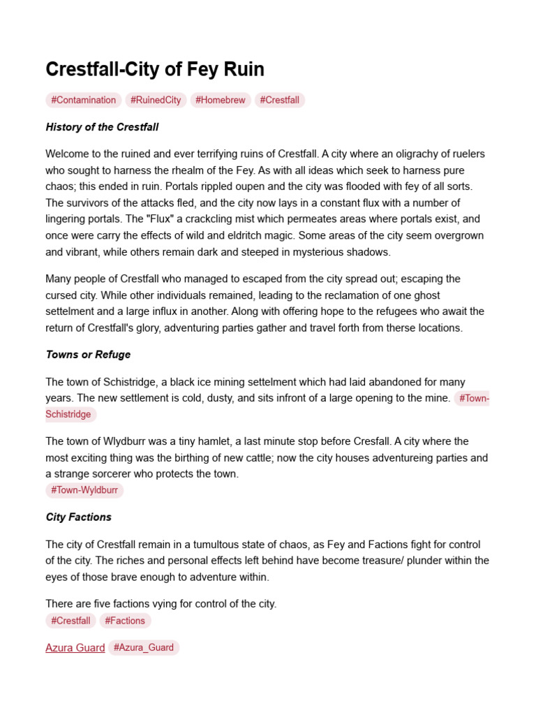 Crestfall-City of Fey Ruin | PDF