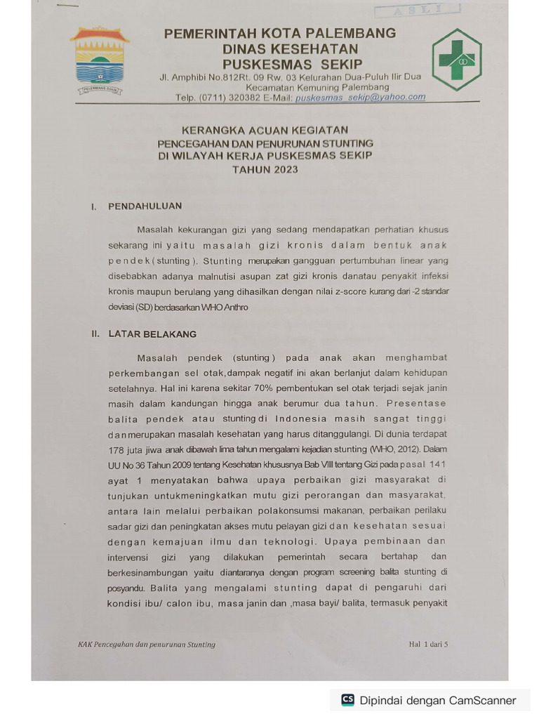 b.3 (R) KAK Terkait Keg - Pencghan Dan Penanggulangan Stunting | PDF