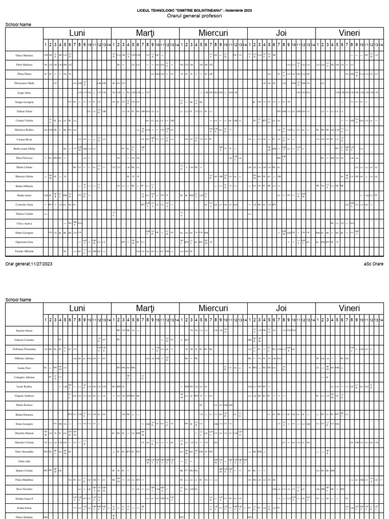 ORAR 2023-2024 v13-1 | PDF