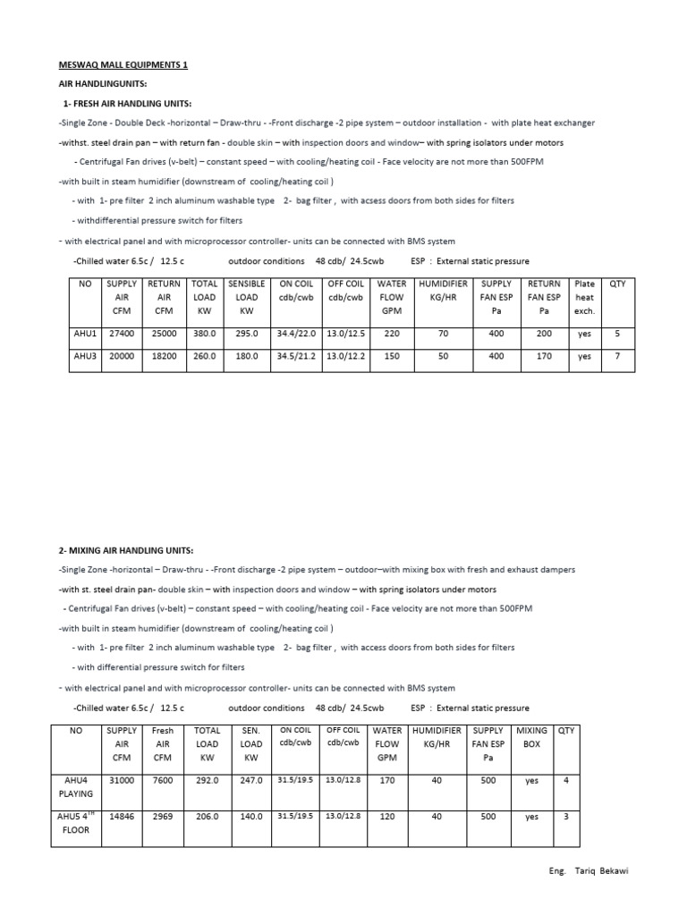 Air Handling Units 17-6-2023 | PDF | Equipment | Chemical Engineering