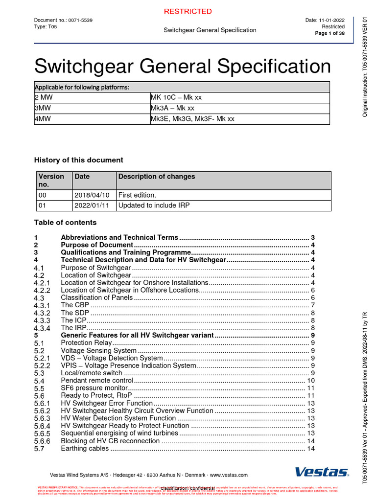 0071-5539 - V01 - SWG General Specification | PDF | Relay | Switch