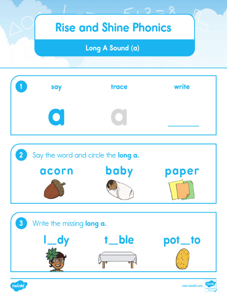 Color Rise and Shine Phonics - Long A Sound Activity | Download Free ...