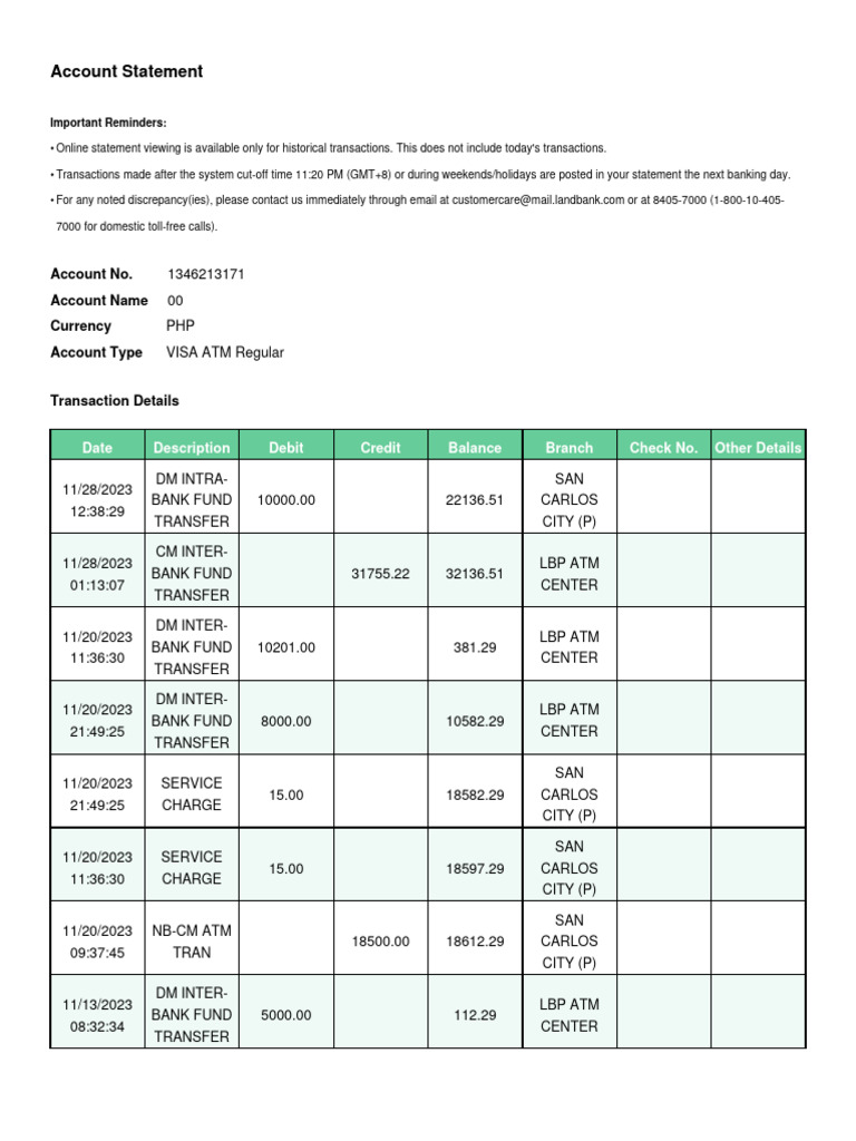 Statement | PDF | Banks | Debit Card
