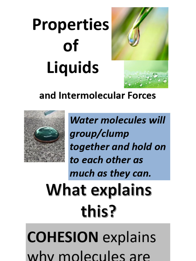 Lesson3 - Properties of Liquids IMFA - Copy1of1 | PDF | Liquids | Pressure