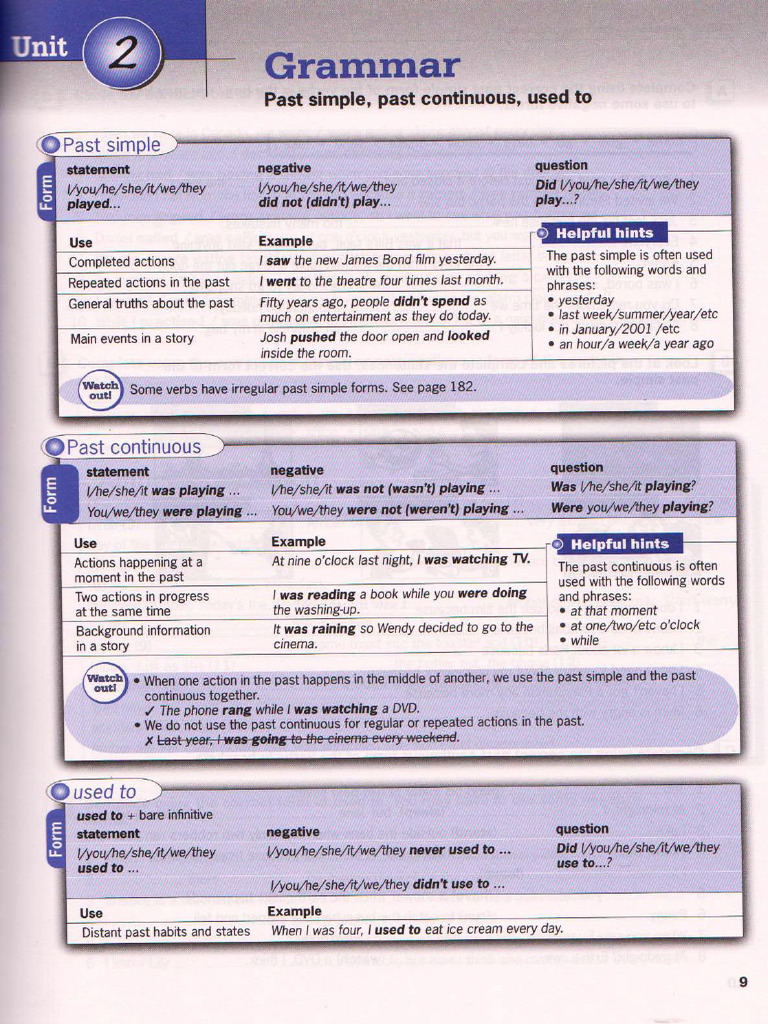 02 - Past Simple, Past Continuous, Used To | PDF
