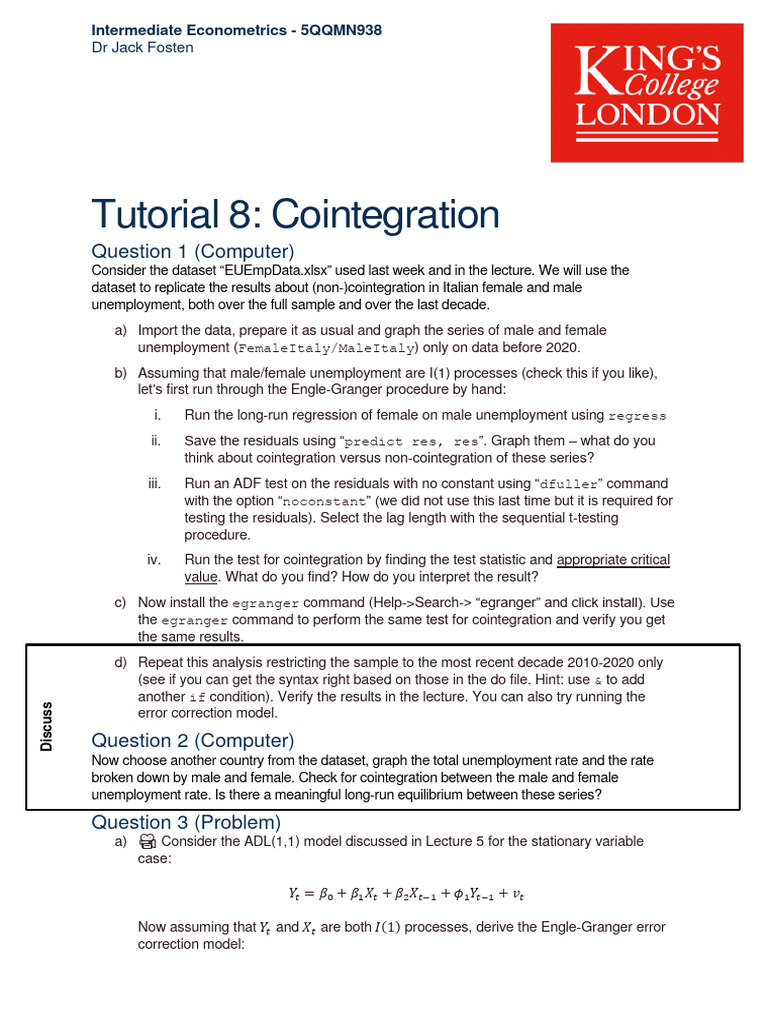 5QQMN938 - Tutorial 8 | PDF | Errors And Residuals | Multivariate Statistics
