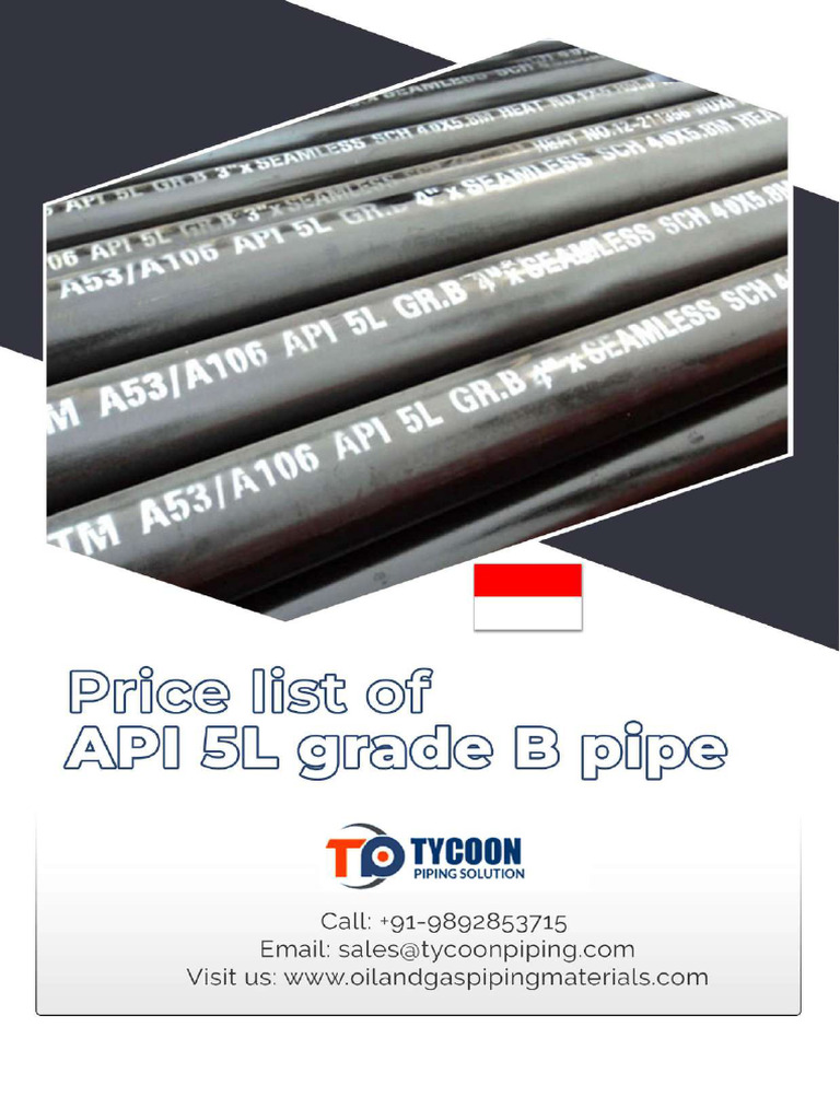 Api 5l Grade B Pipe Price List Indonesia | PDF | Pipe (Fluid Conveyance)