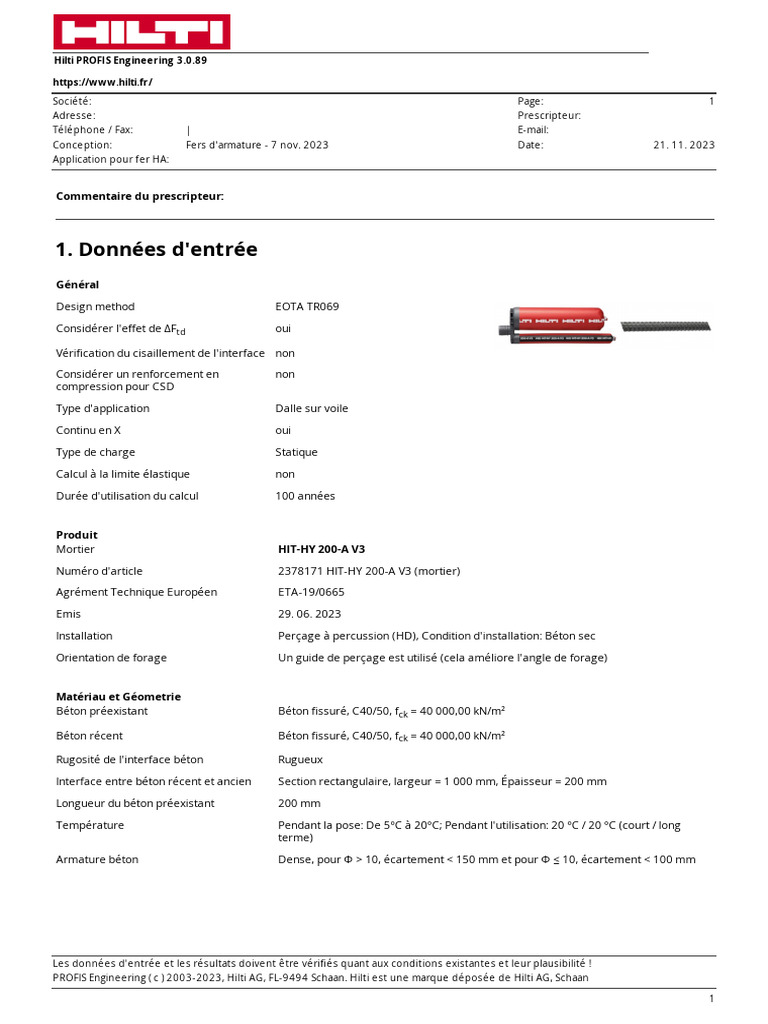 Calculs de fers d'armature Hilti 2023 | PDF | Génie du bâtiment ...