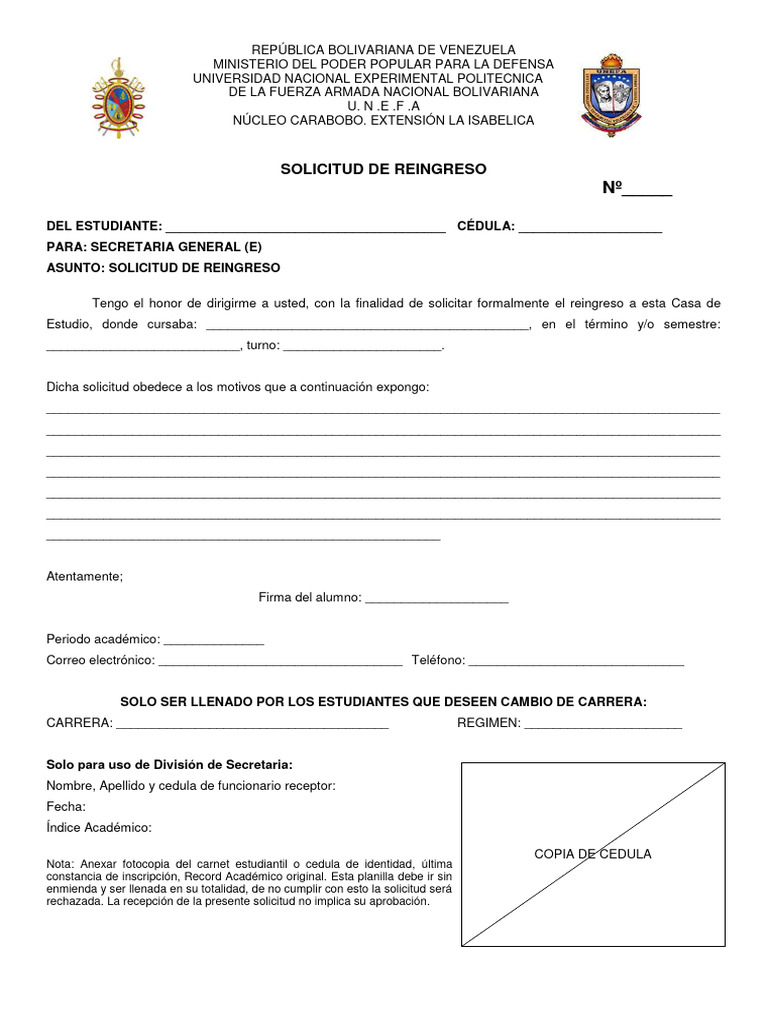 Formato de Solicitud de Reingreso Nuevo | PDF | Gobierno