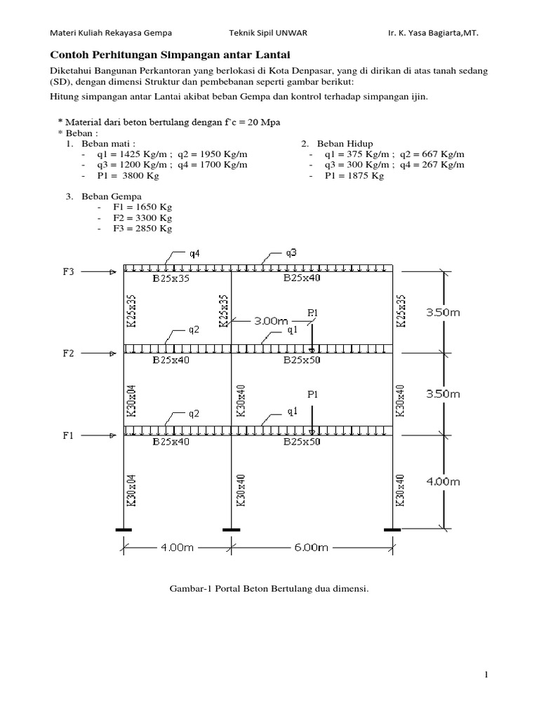 Contoh Perhitungan Simpangan Antar Lantai | PDF | Metode & Bahan Ajar ...