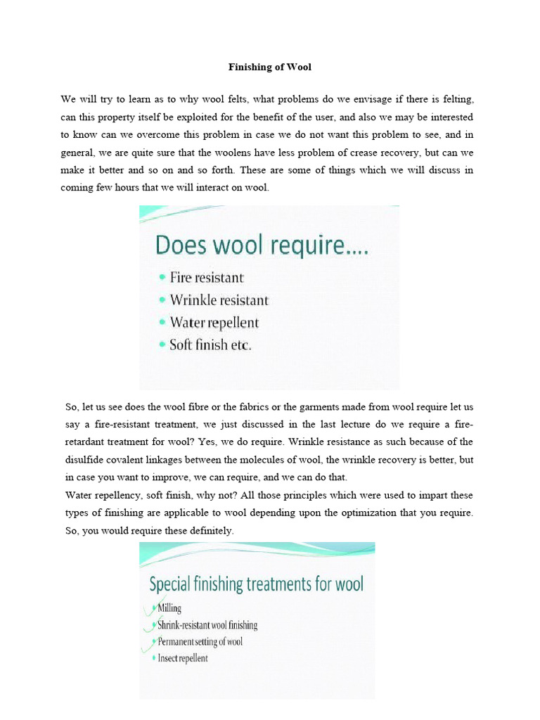 Finishing of Wool | PDF | Materials | Textiles