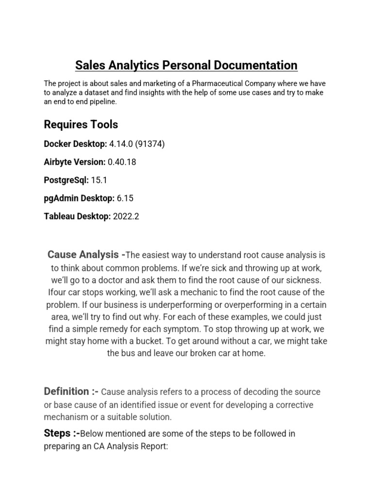 Sales Analytics Documentation | PDF | Analytics | Postgre Sql