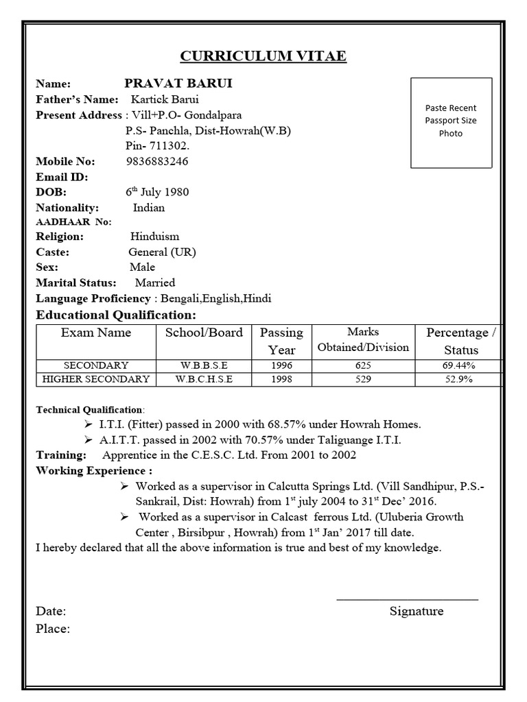 Biodata Format Normal | PDF