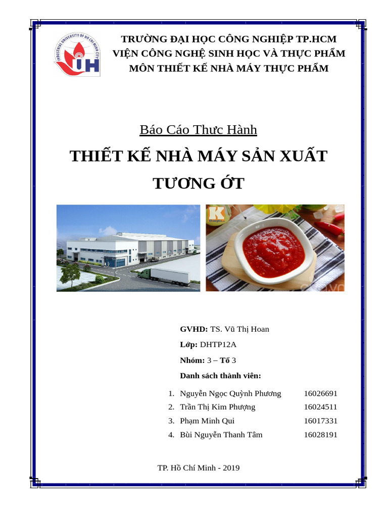 (123doc) Bao Cao Thuc Hanh Cong Nghe Thuc Pham Thiet Ke Nha May San Xuat Tuong Ot | PDF