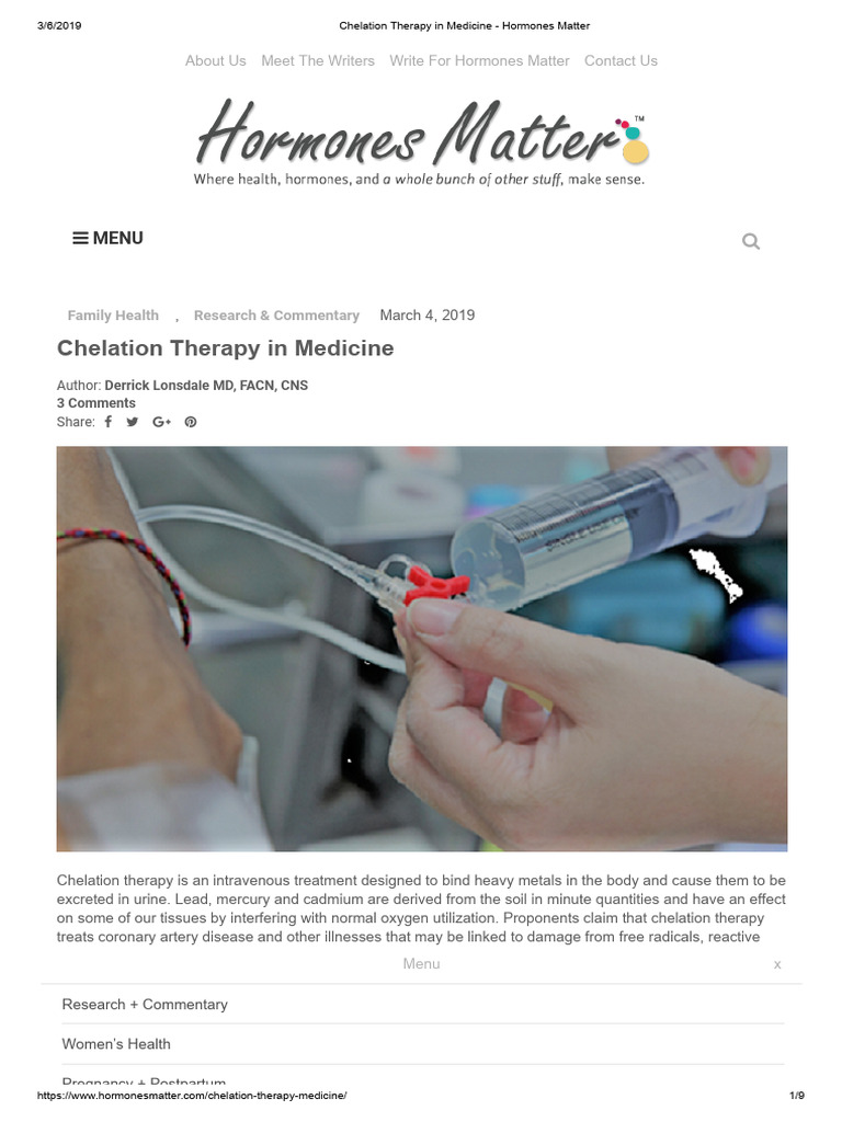 2019 - Chelation Therapy in Medicine - Derrick Lonsdale Hormones Matter | PDF | Anemia ...