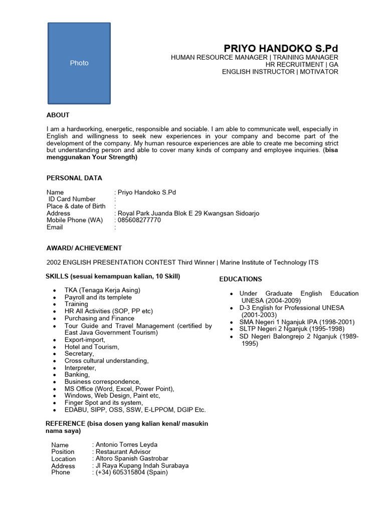 Priyo Handoko: HR & Training Expert | PDF | Employment | Recruitment