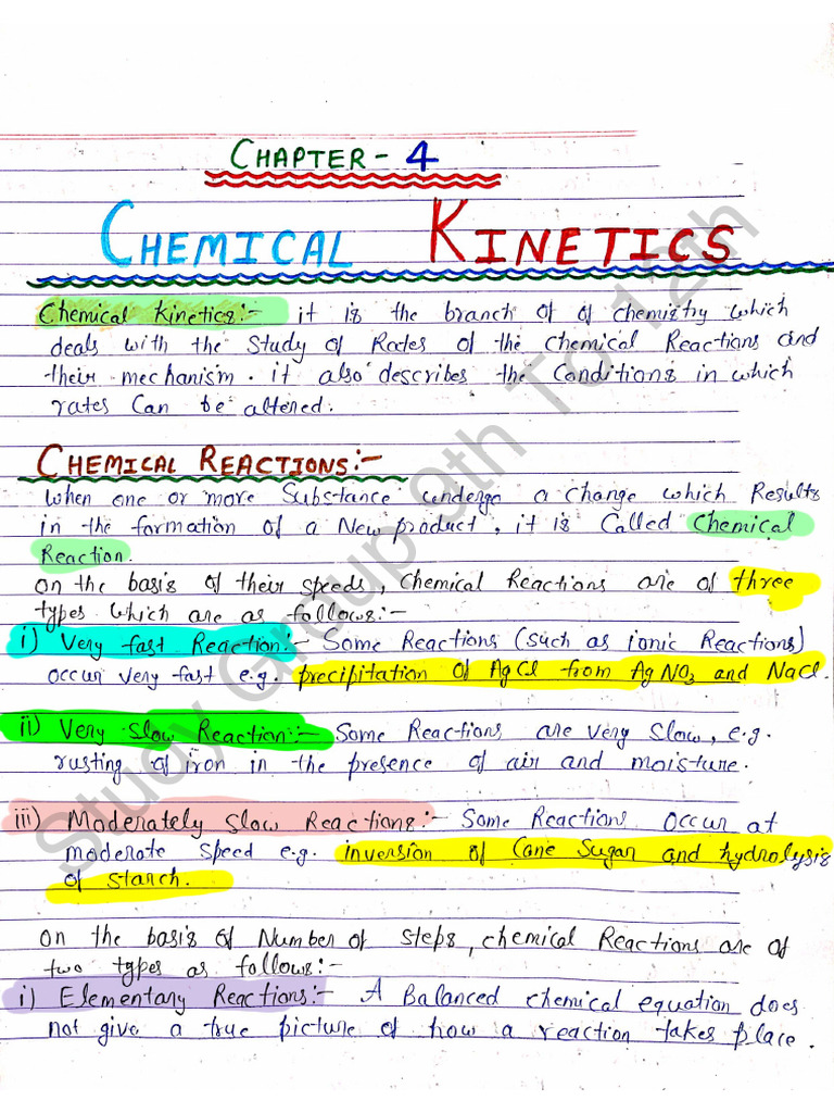 Chapter 4 CHEMICAL KINETICS | PDF