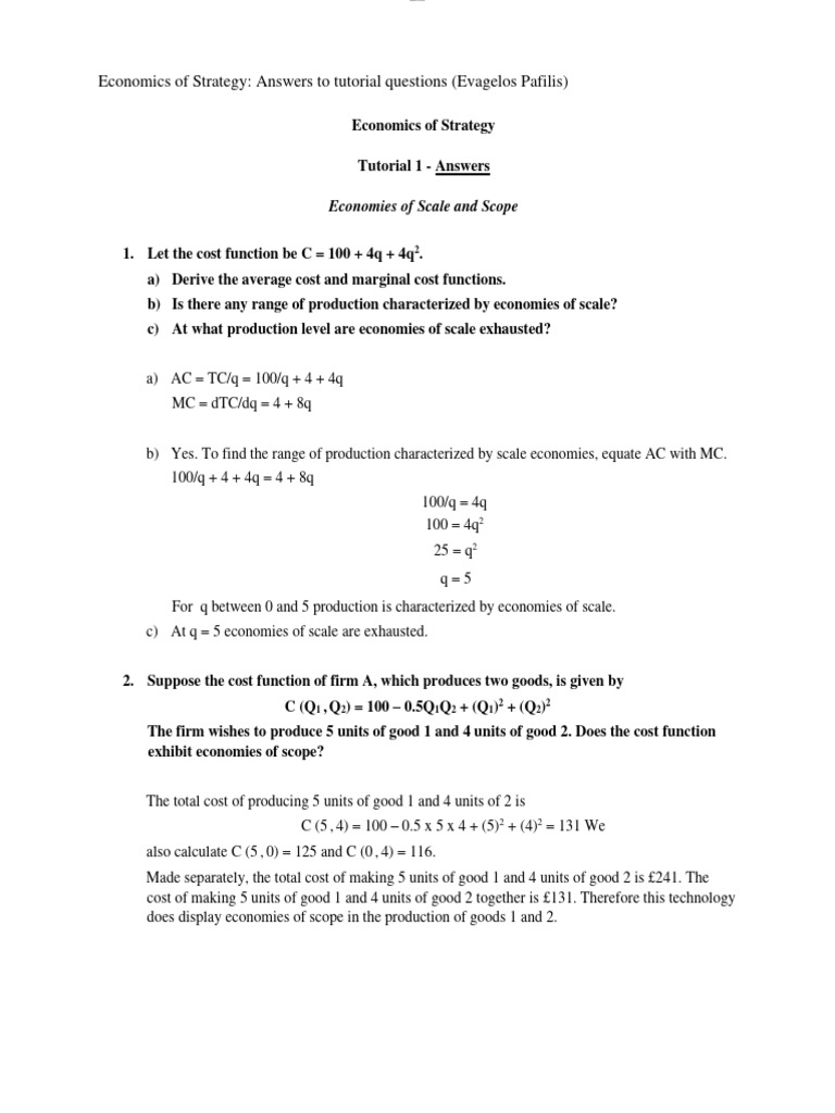 5SSMN933 Tutorial Solutions | PDF | Profit (Economics) | Demand 5SSMN933 Tutorial Solutions | PDF | Profit (Economics) | Demand